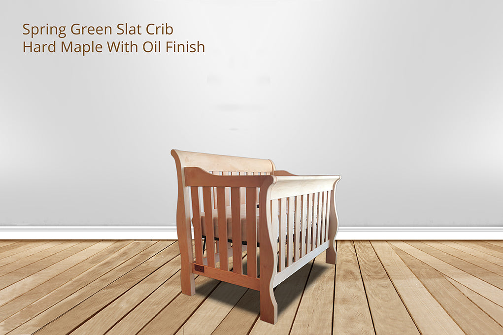 Shop For Non-toxic Crib - Spring Green Sleigh Slat Crib | Green Cradle